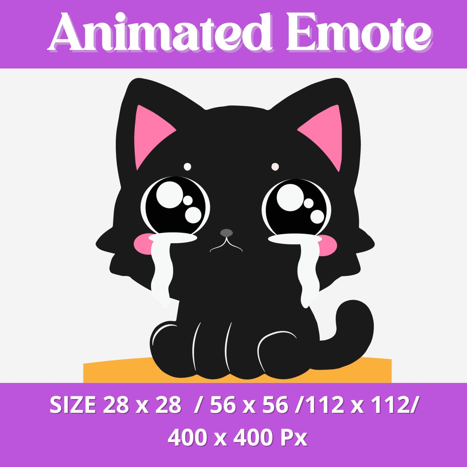 Animated Emote Black Crying Cat Emotes Cat Cry Emote Twitch Emotes ...