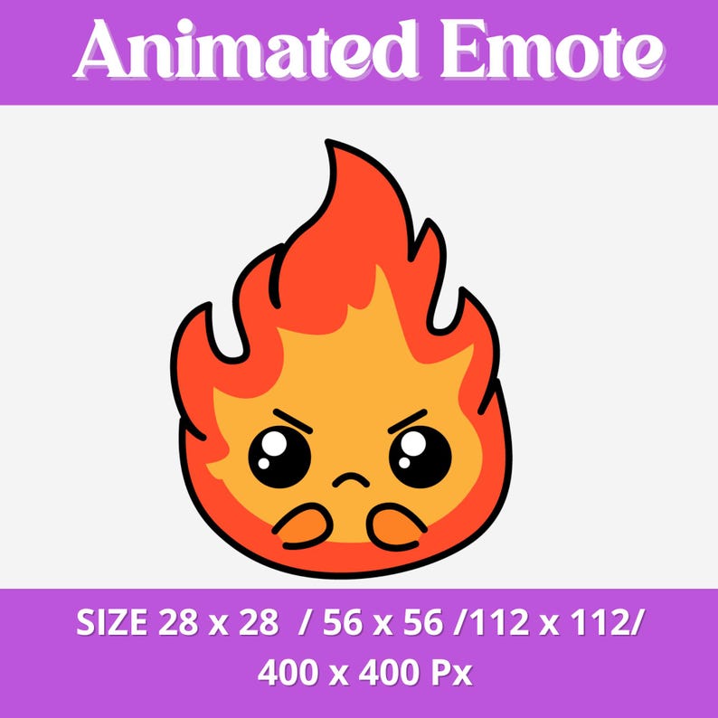 Animated Twitch Emote Cute Flame Emote Angry Fire Emote Burn Emote for ...