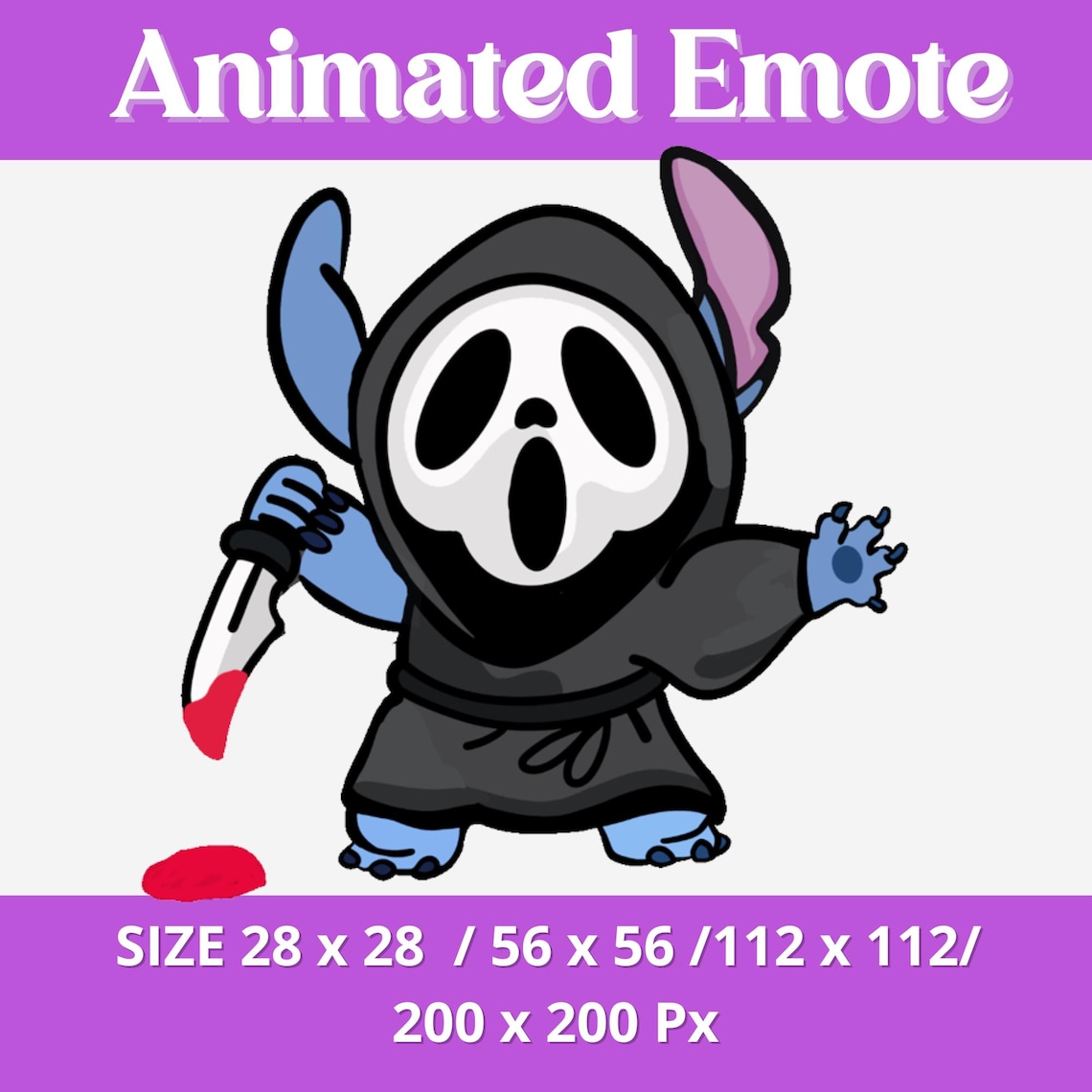 Animated Twitch Emote Scary Ghostie Face With Knife, Kawaii Ghostface ...
