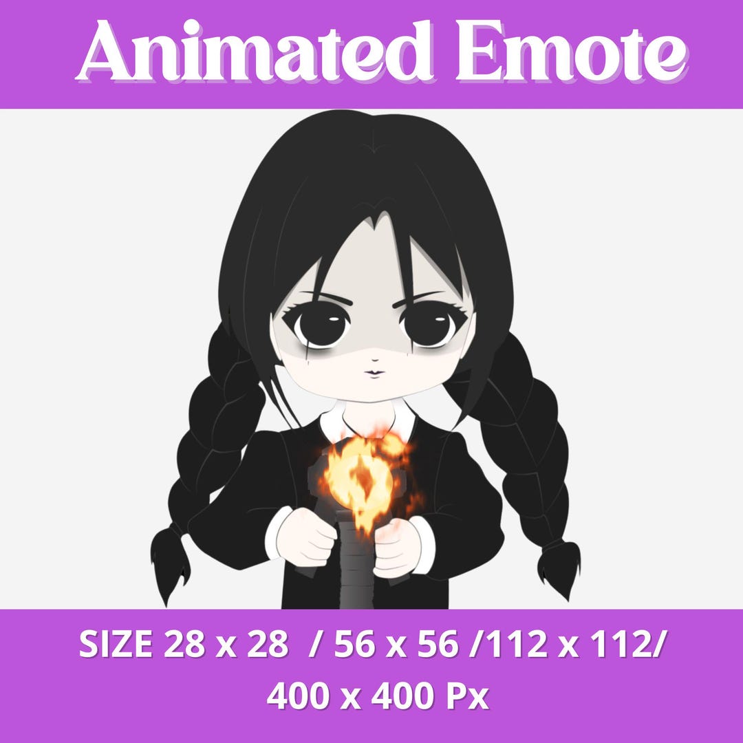 Animated Wednesday Emote for Twitch and Discord Gothic Girl Firing a ...