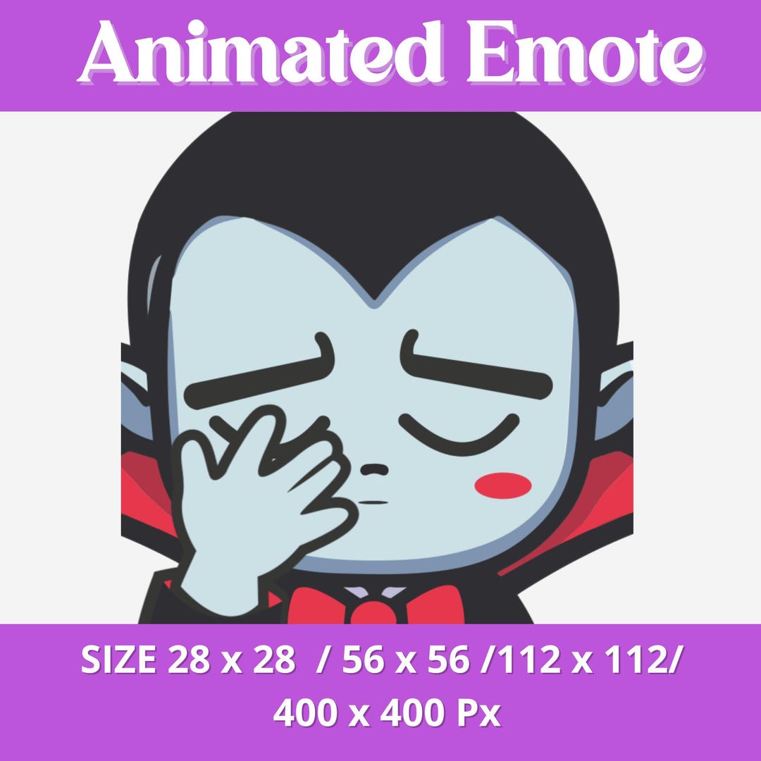 Animated Worried Dracula Emote Cute Gothic Vampire in Distress Gothic ...