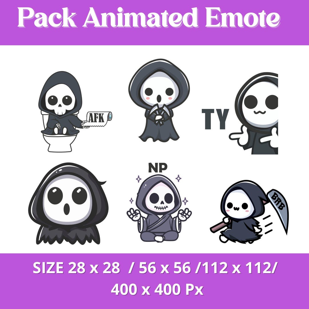 Pack Animated Twitch Emote Cute Scary Ghost Face With Knife, Kawaii ...