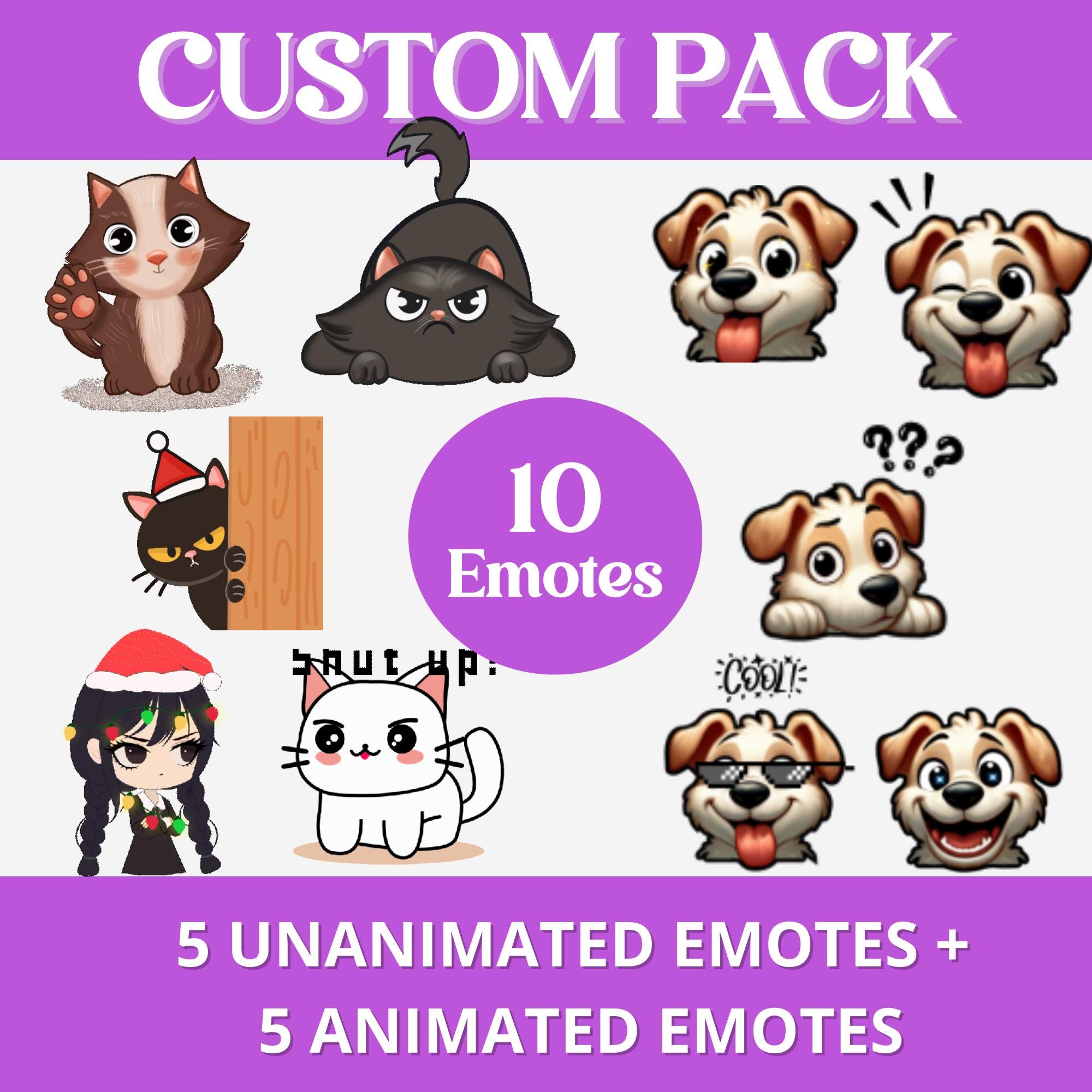 Custom Emote Pack: 5 Animated + 5 Static Designs, Personalized for ...