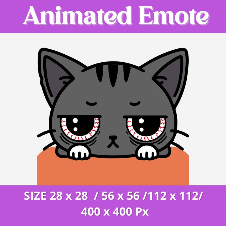 Animated Gra Tired Cat Emotes Exhausted Cat With Red Eyes Twitch Emotes ...