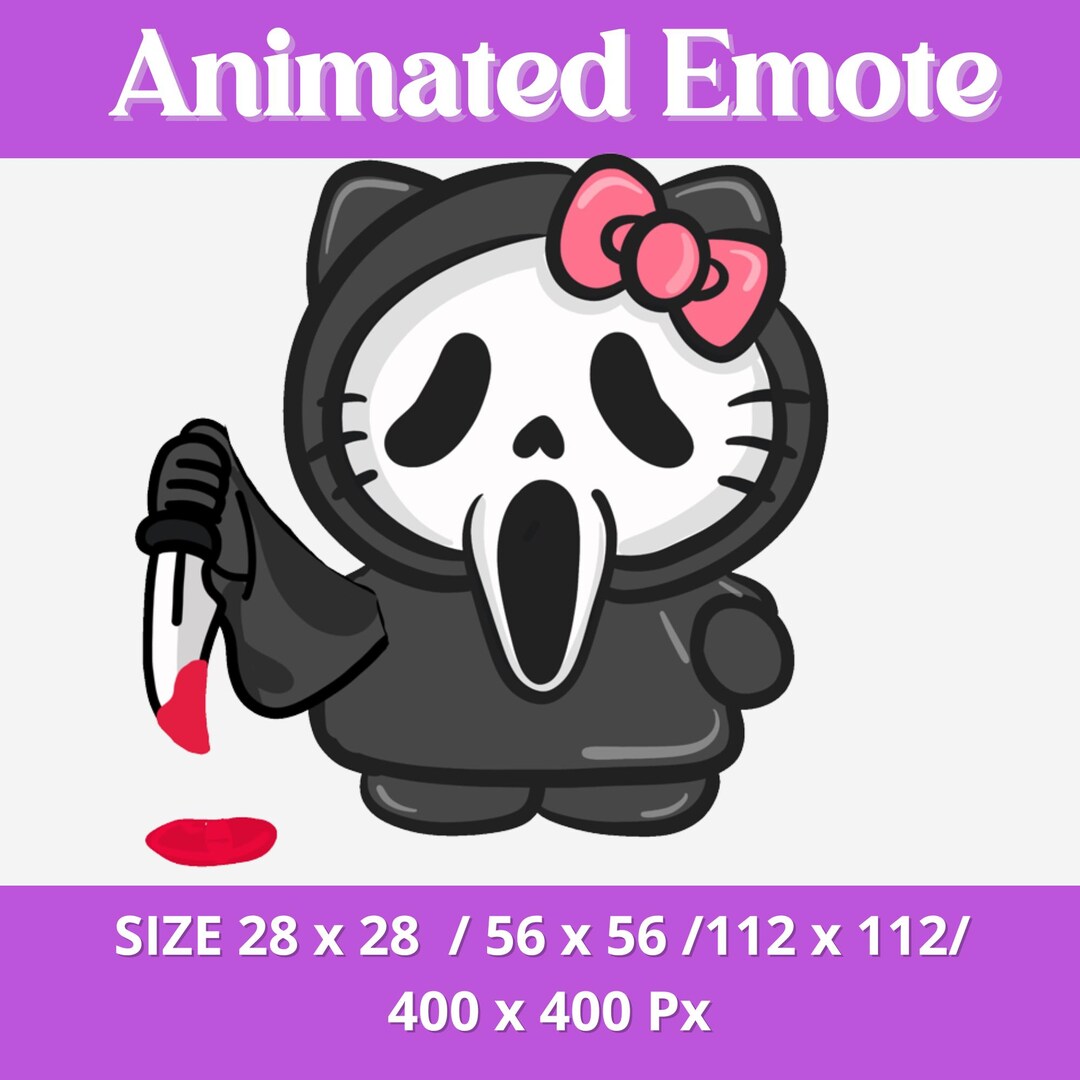 Animated Twitch Emote Scary Ghostie Face With Knife, Kawaii Ghostface ...