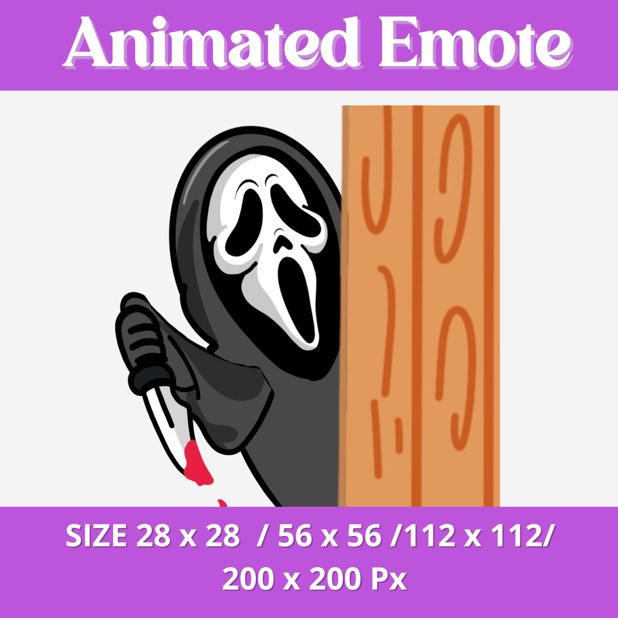 Animated Twitch Emote Scary Ghostie Face With Knife, Kawaii Ghostface ...