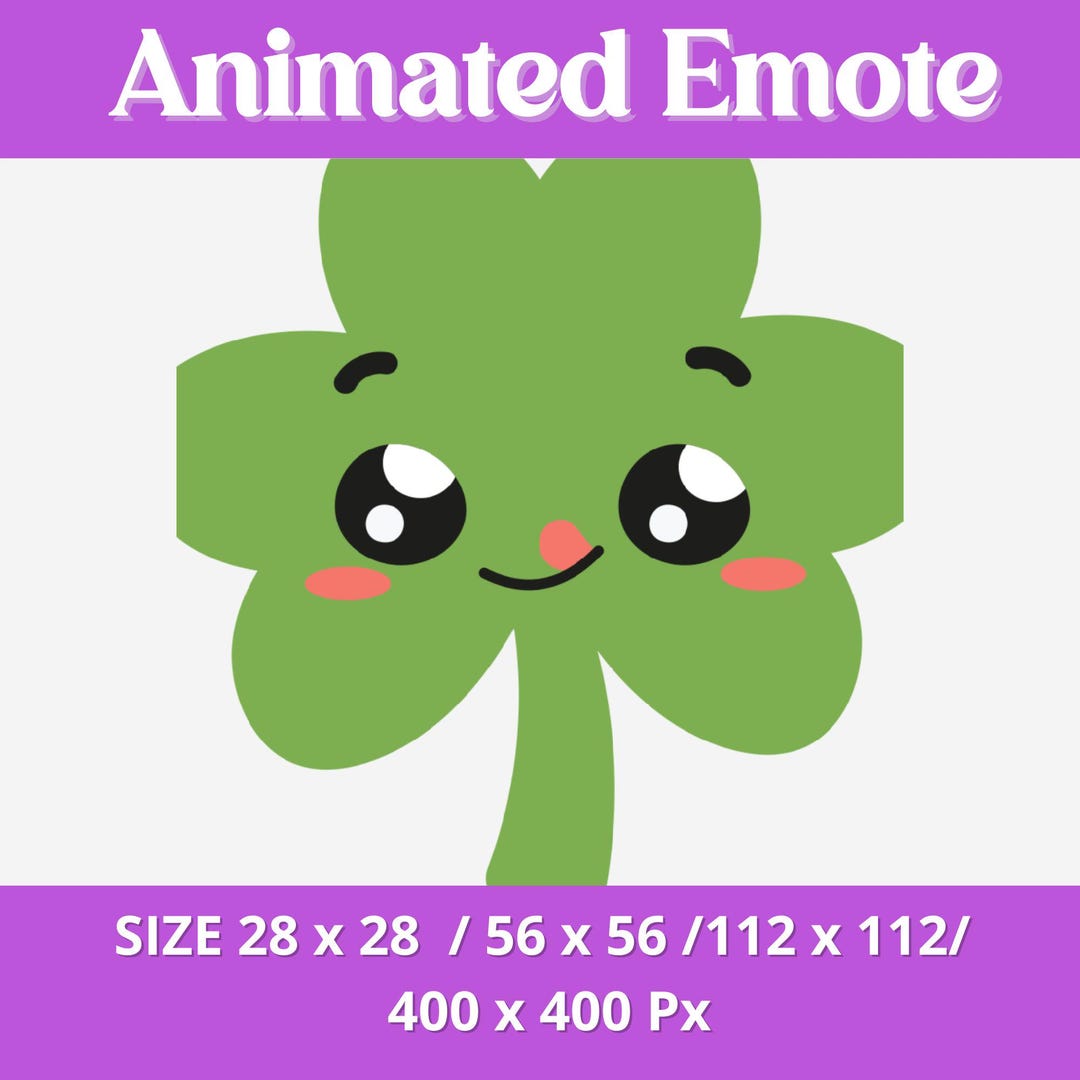 Animated Playful Kawaii Clover Emote – Winking, Eyebrow Raising, and ...