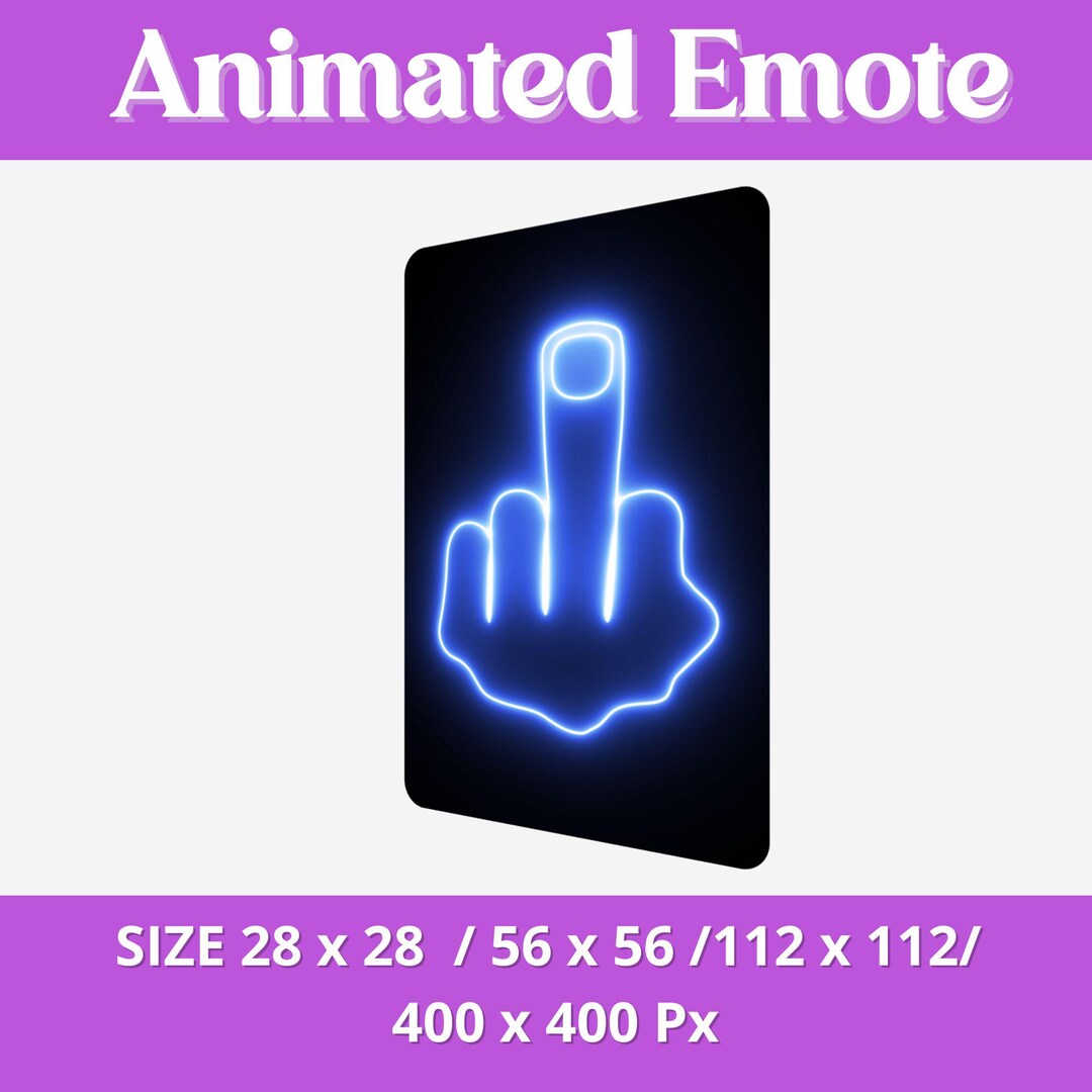 Animated Middle Finger Twitch Emote Fun Emote for Streamers Black Card ...