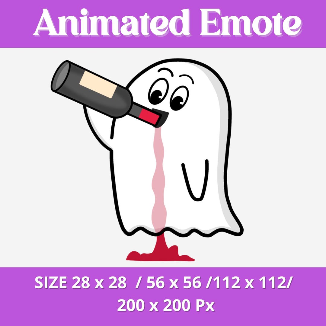 Animated Twitch Emote Funny Ghost Drinking Wine, Kawaii Tipsy Ghost ...