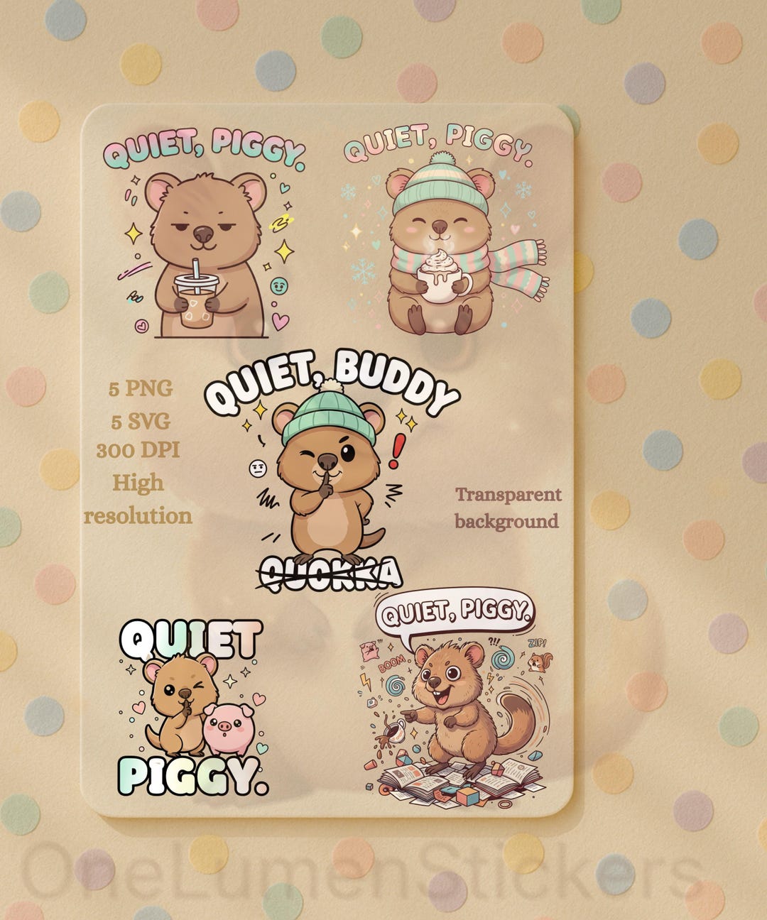 Kawaii Quokka PNG & SVG Clipart Bundle • Funny Winter Animal Designs - Etsy