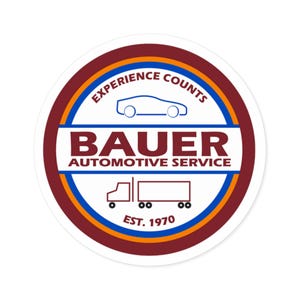 Bauer Automotive Logo Round Stickers, Indooroutdoor - Etsy