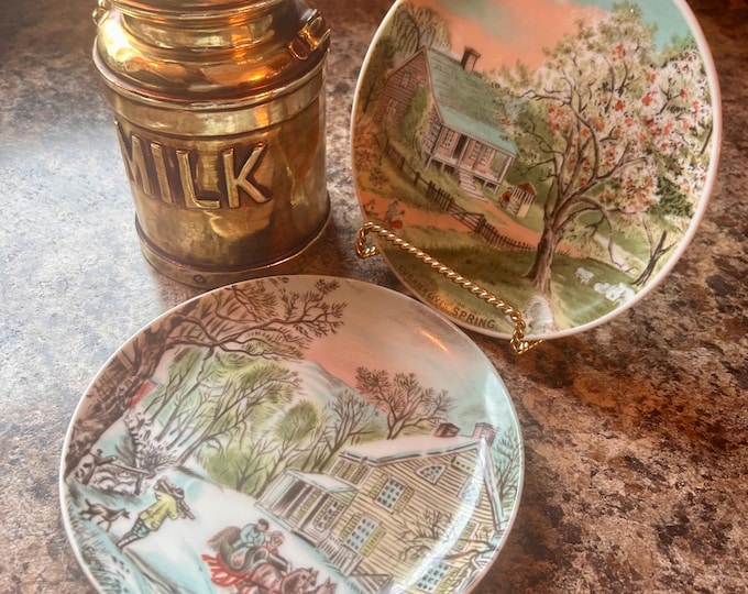 Collectible Plates by Currier & Ives-winter and Spring. Set of 2. Small ...