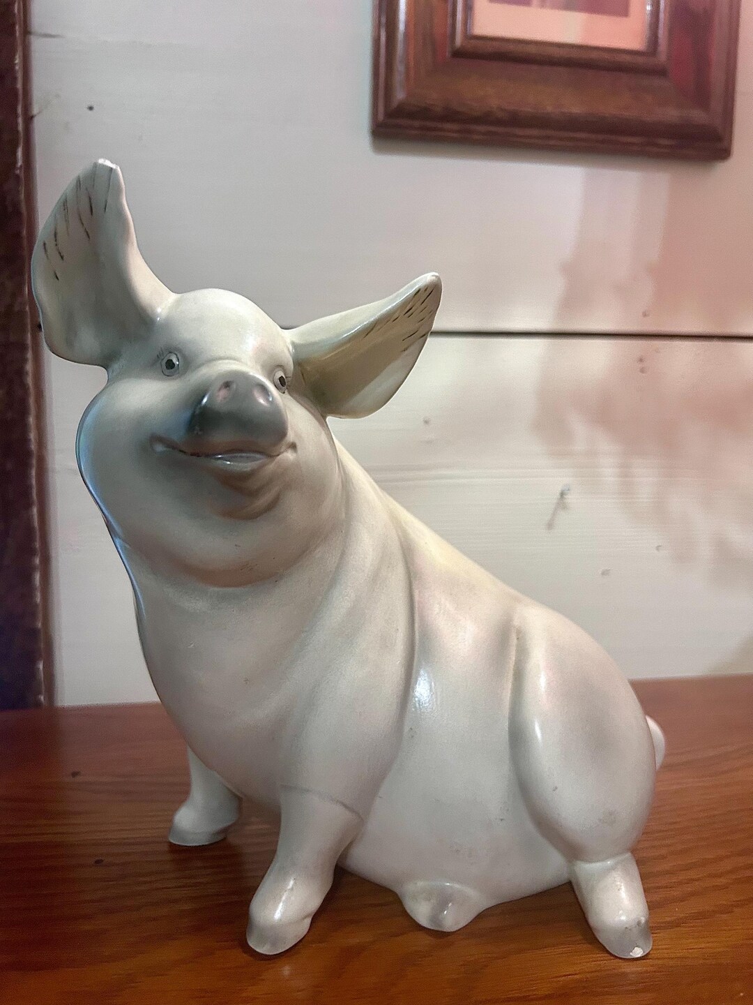 Pig-porch-pig-kitchen-patio. 9” Tall and 9” Long-white With Gray Spots ...