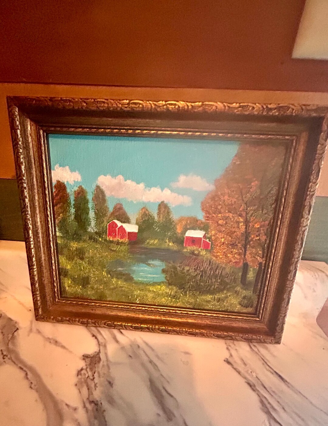 Original Barn Oil Painting in Vintage Frame – Rustic Landscape Art - Etsy