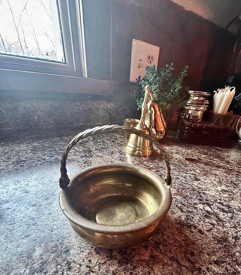 Brass Bundle! Including Brass Pieces: Bell, Spoon, Pear, Basket, and ...