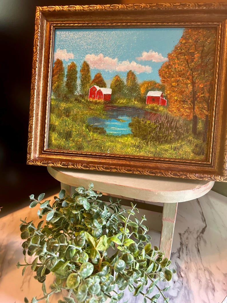 Original Barn Oil Painting in Vintage Frame – Rustic Landscape Art - Etsy