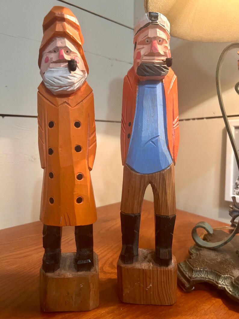 Wooden Sea Captains-fishermen-“salty Sailor”-“old Salt Figurines.” Tall ...