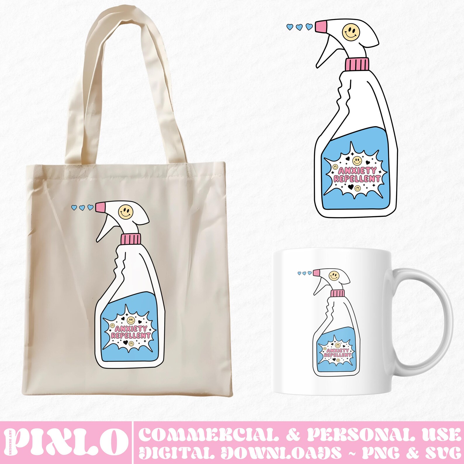 Anxiety Repellent Png Svg, Mental Health Png Svg, Cute Anxiety Spray ...