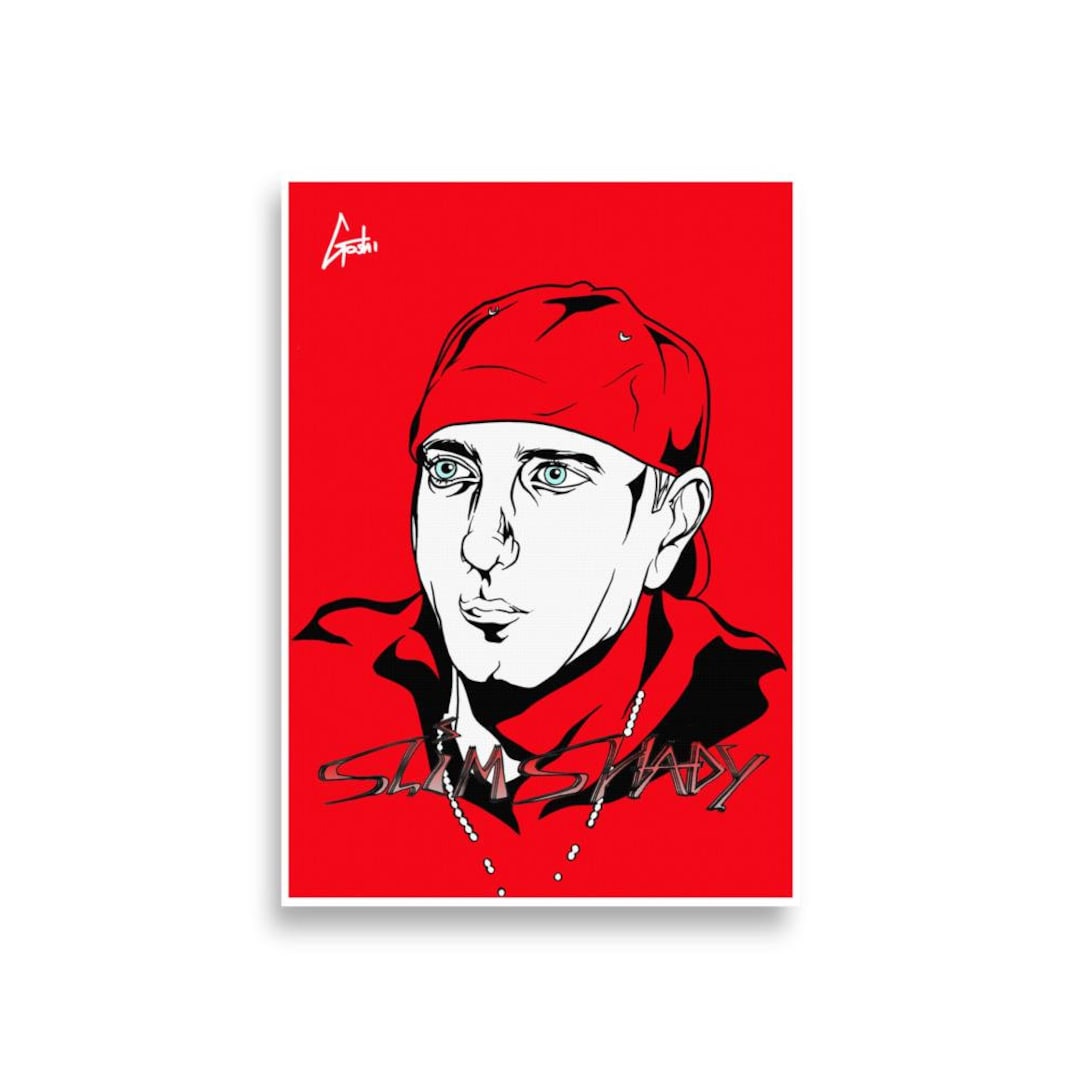Eminem Slim Shady Hand Drawn Portrait Digital Print Poster GAS 2024 Oct ...