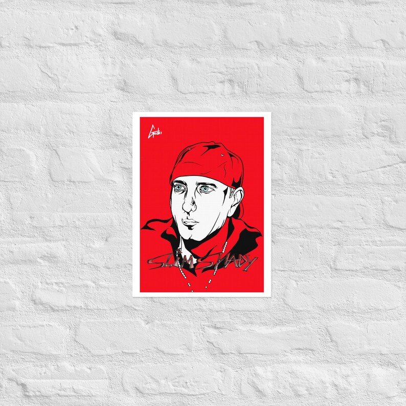 Eminem Slim Shady Hand Drawn Portrait Digital Print Poster GAS 2024 Oct ...