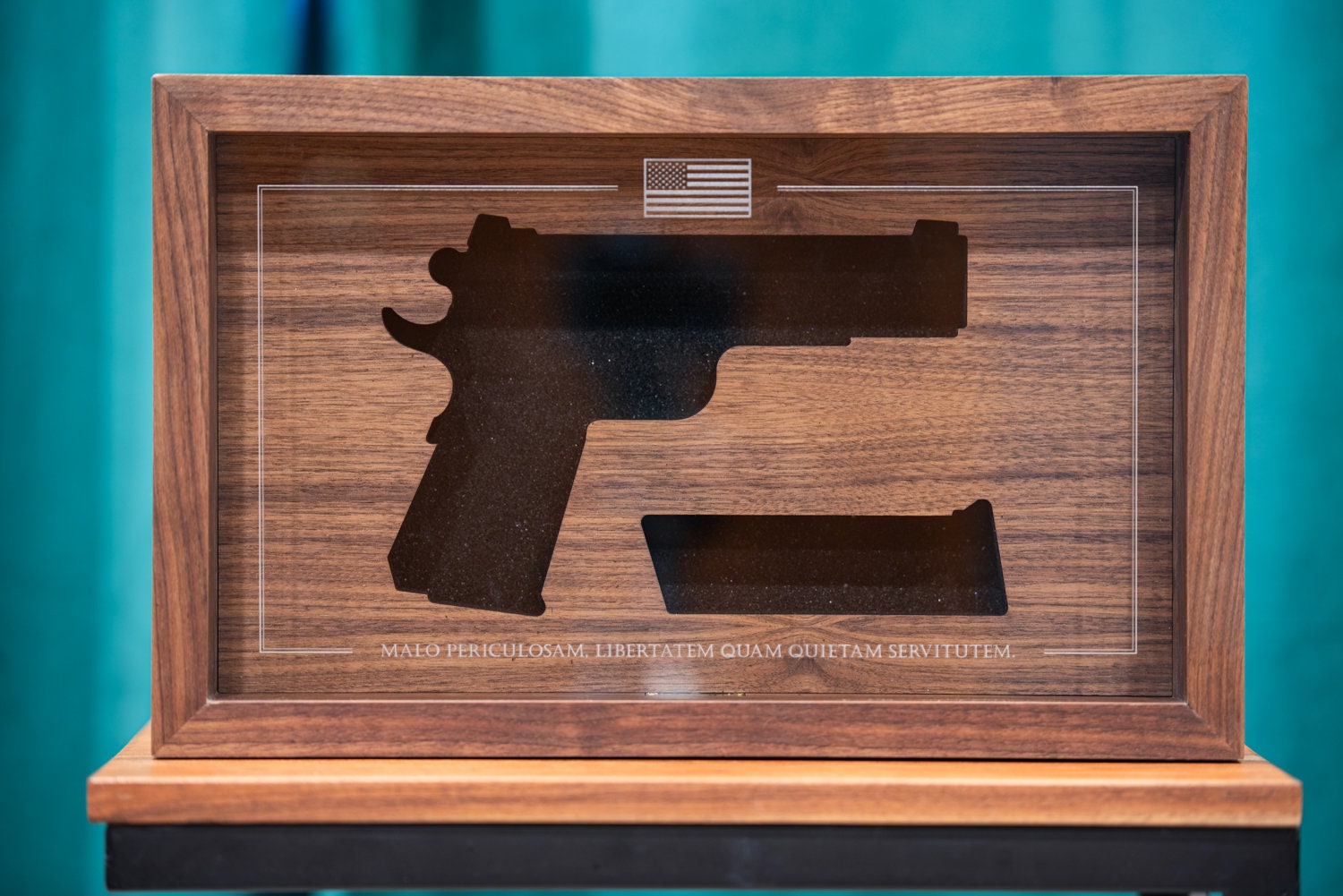 Handmade Walnut Pistol Display Case With Custom Cut Foam Inset and ...