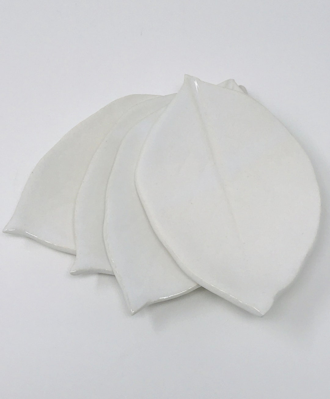 Leaf Plates, Small Plates, Set of 4 Plates, White Ceramic Plates, White ...