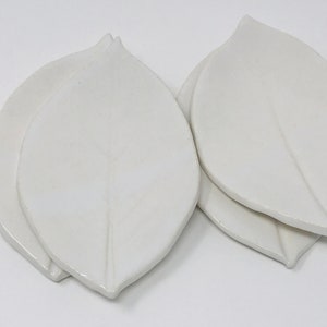 Leaf Plates, Small Plates, Set of 4 Plates, White Ceramic Plates, White ...