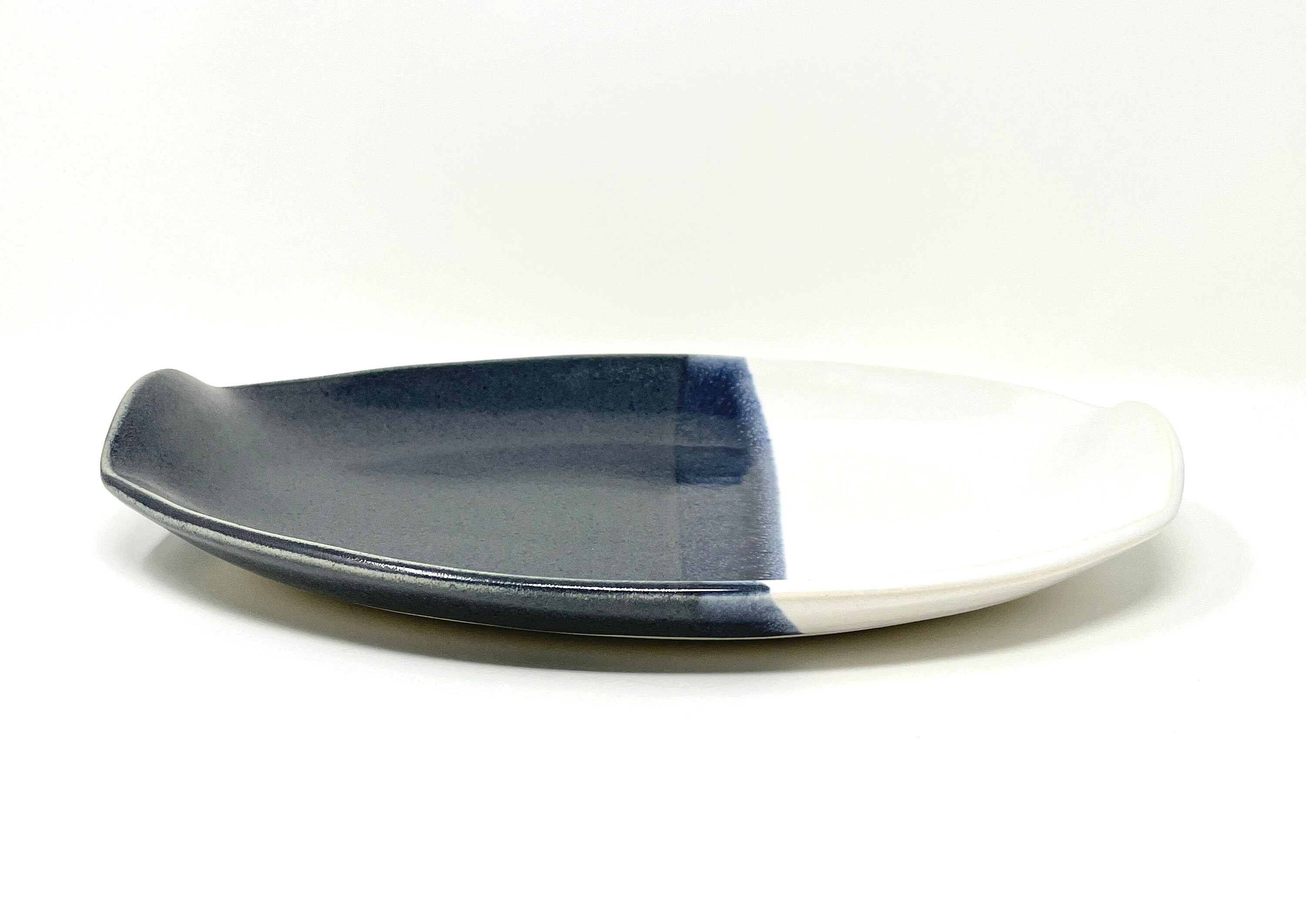 Oval Serving Platter-blue and White Platter-handmade Pottery Platter ...
