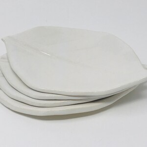 Leaf Plates, Small Plates, Set of 4 Plates, White Ceramic Plates, White ...