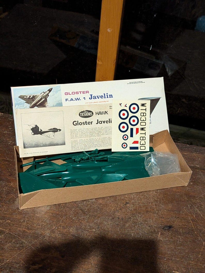 RARE Vintage Testors/hawk Gloster Javelin Model Aircraft Kit 1:72, 1967 ...