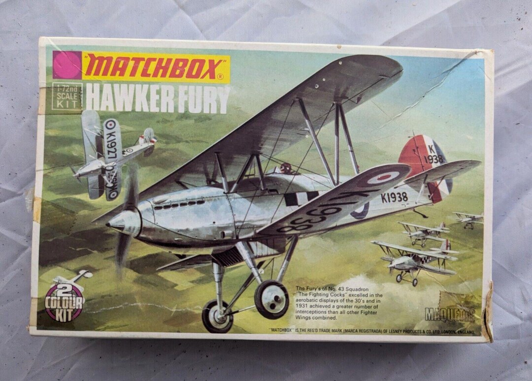 VINTAGE Matchbox Hawker Fury Model Aircraft Kit 1:72, 1974 - Etsy