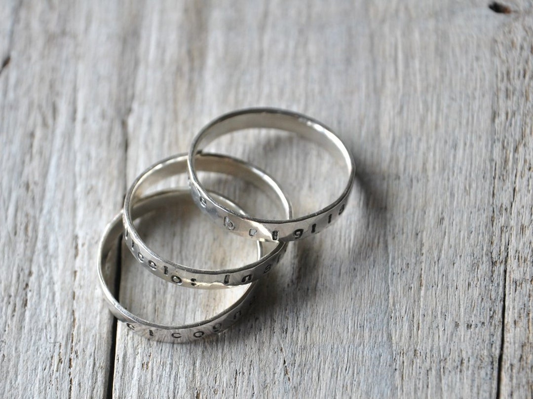 Stamped Sterling Silver Rings - Set of Three - Custom Personalised ...