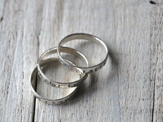 Stamped Sterling Silver Rings Set of Three Custom | Etsy