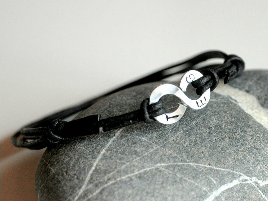 Personalized Infinity Bracelet - Leather With CUSTOM Initials or ...