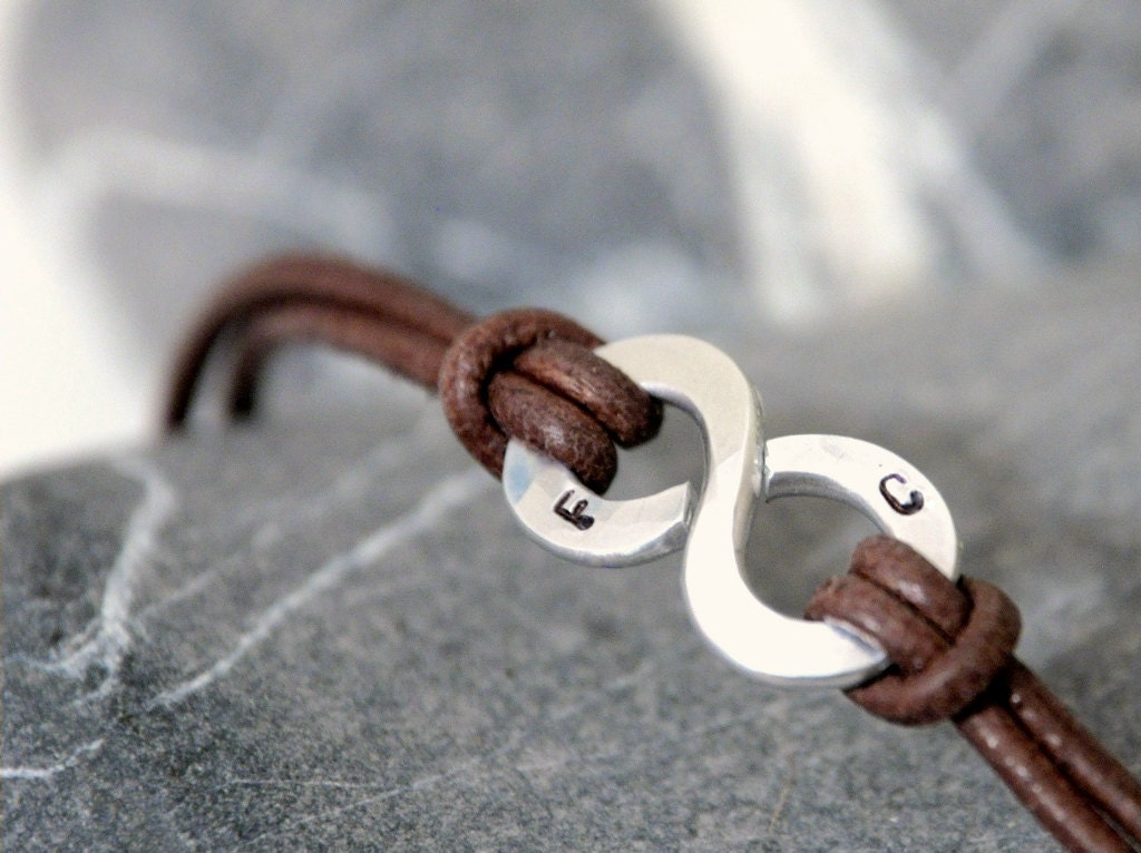Personalized Leather Infinity Bracelet – Custom Initial Aluminum Wire ...