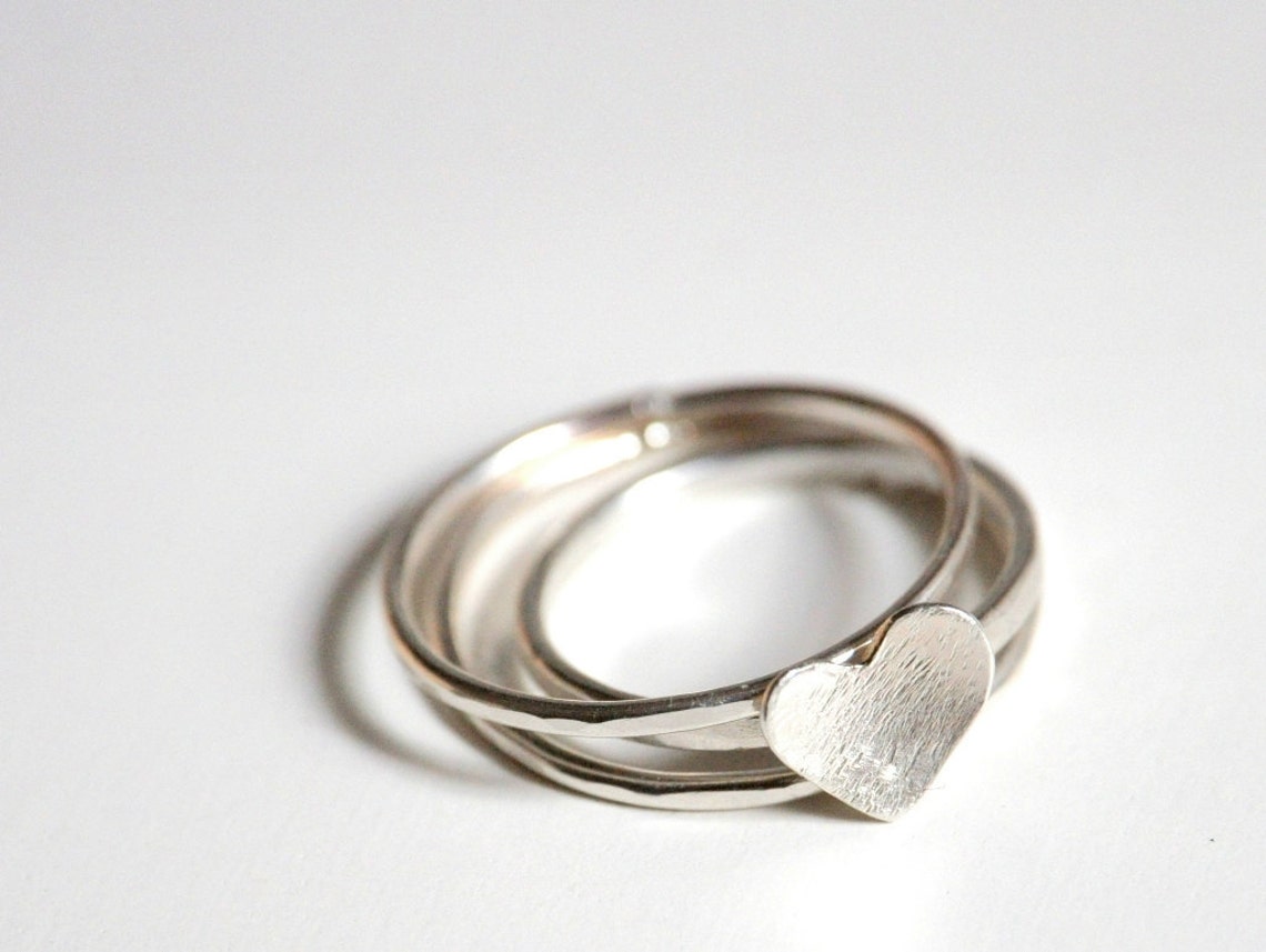 Sterling Silver Ring With a Heart Ring With a Heart MADE - Etsy