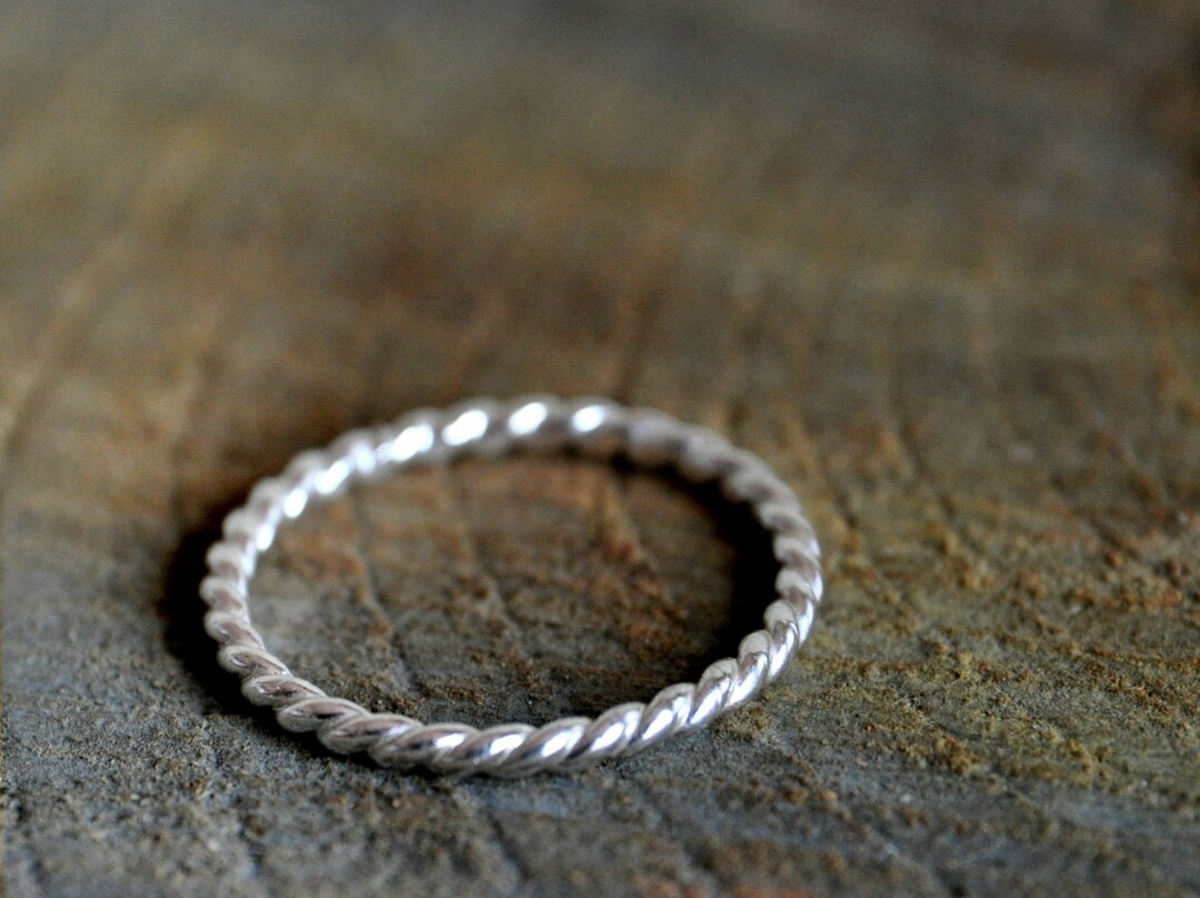 Rope Sterling Silver Ring - Twisted and Stackable - Made to Order - Etsy