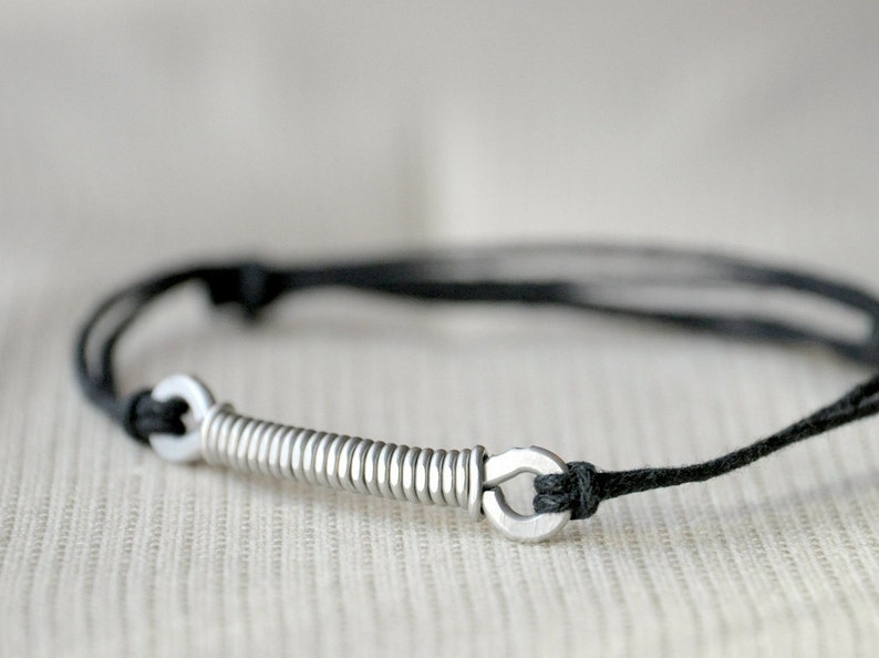 For Him Bracelet - Aluminium Wire and Waxed Cotton - Men and Unisex ...