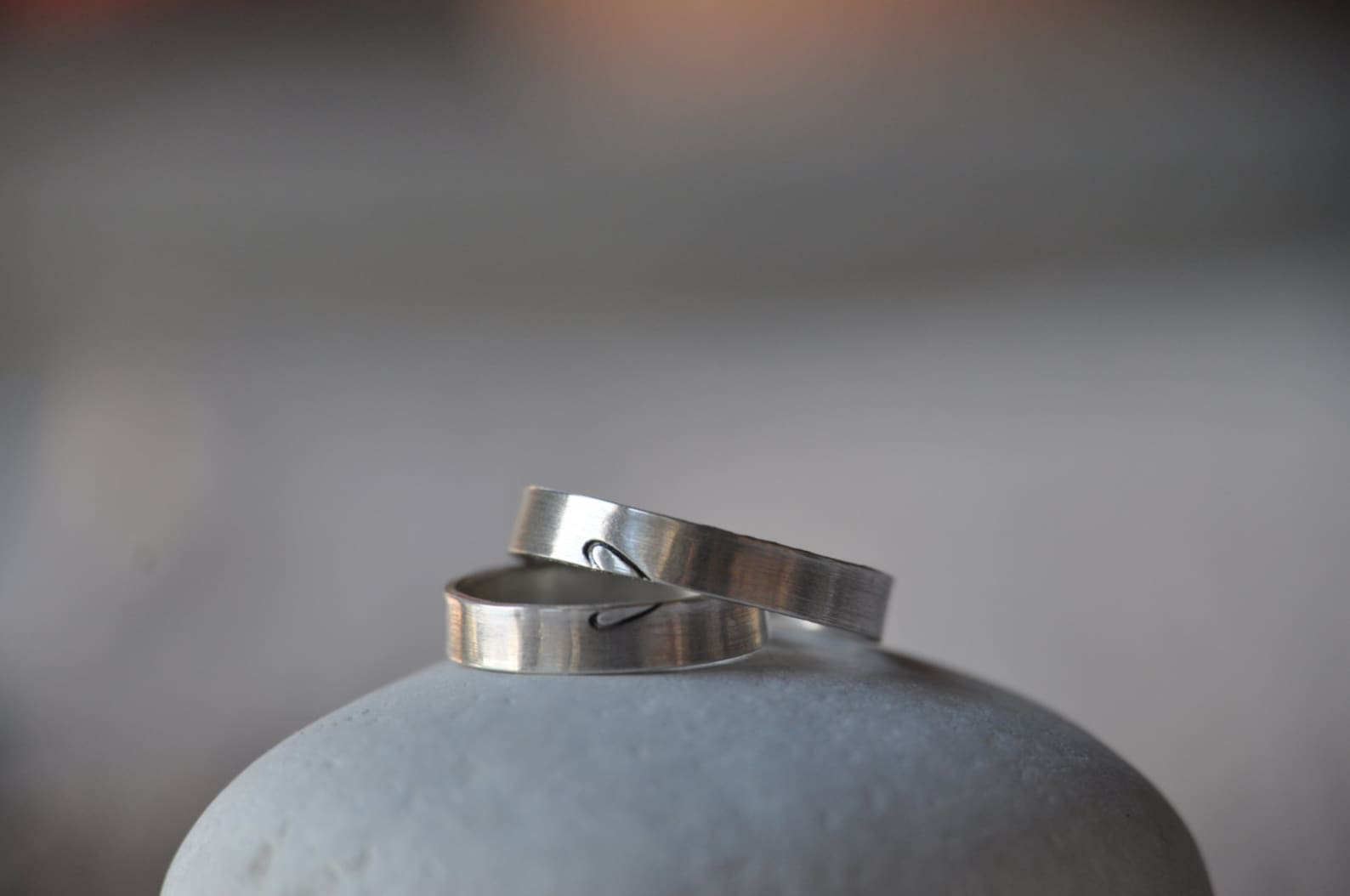 Heart Silver Lightweight Wedding Bands Two Half Heart Rings - Etsy