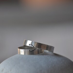 Heart Silver Lightweight Wedding Bands, Two Half Heart Rings ...