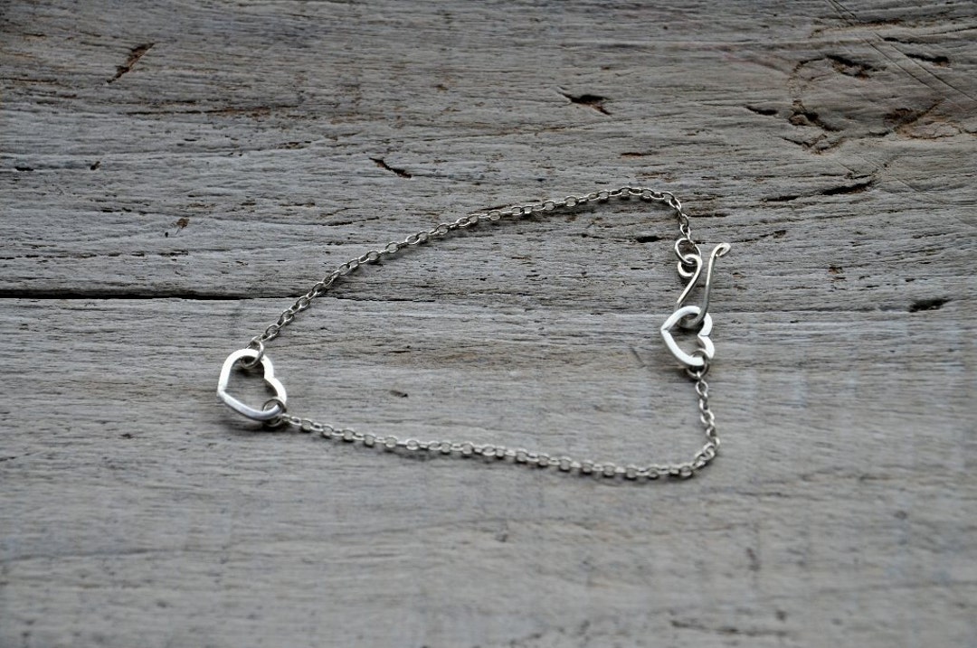Hearts Bracelet, Sterling Silver With Heart Charm and Handmade Heart ...