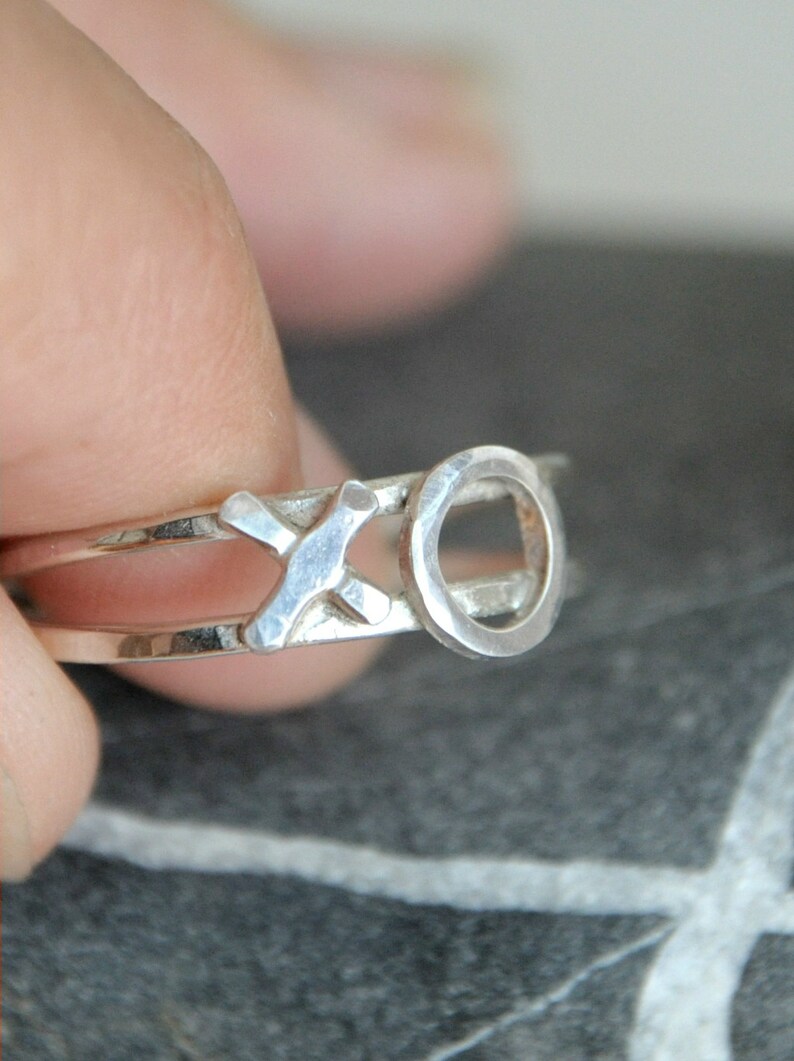 Sterling Silver XO Ring - Hugs and Kisses - Made to Order - Etsy