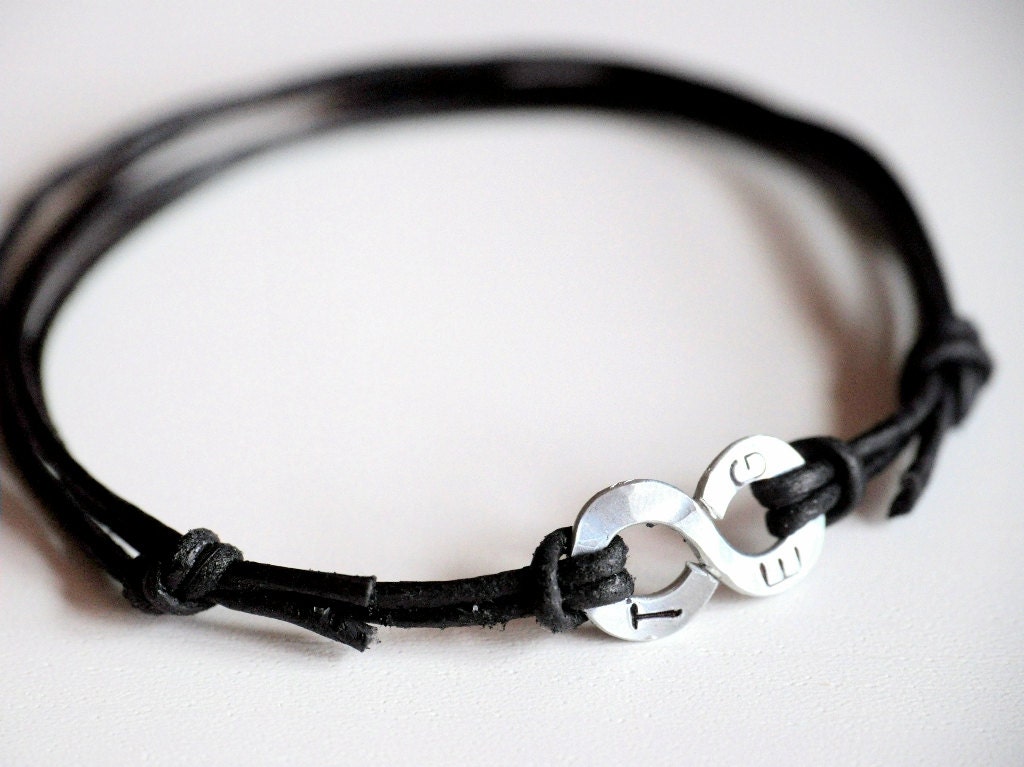 Personalized Infinity Bracelet - Leather With CUSTOM Initials or ...