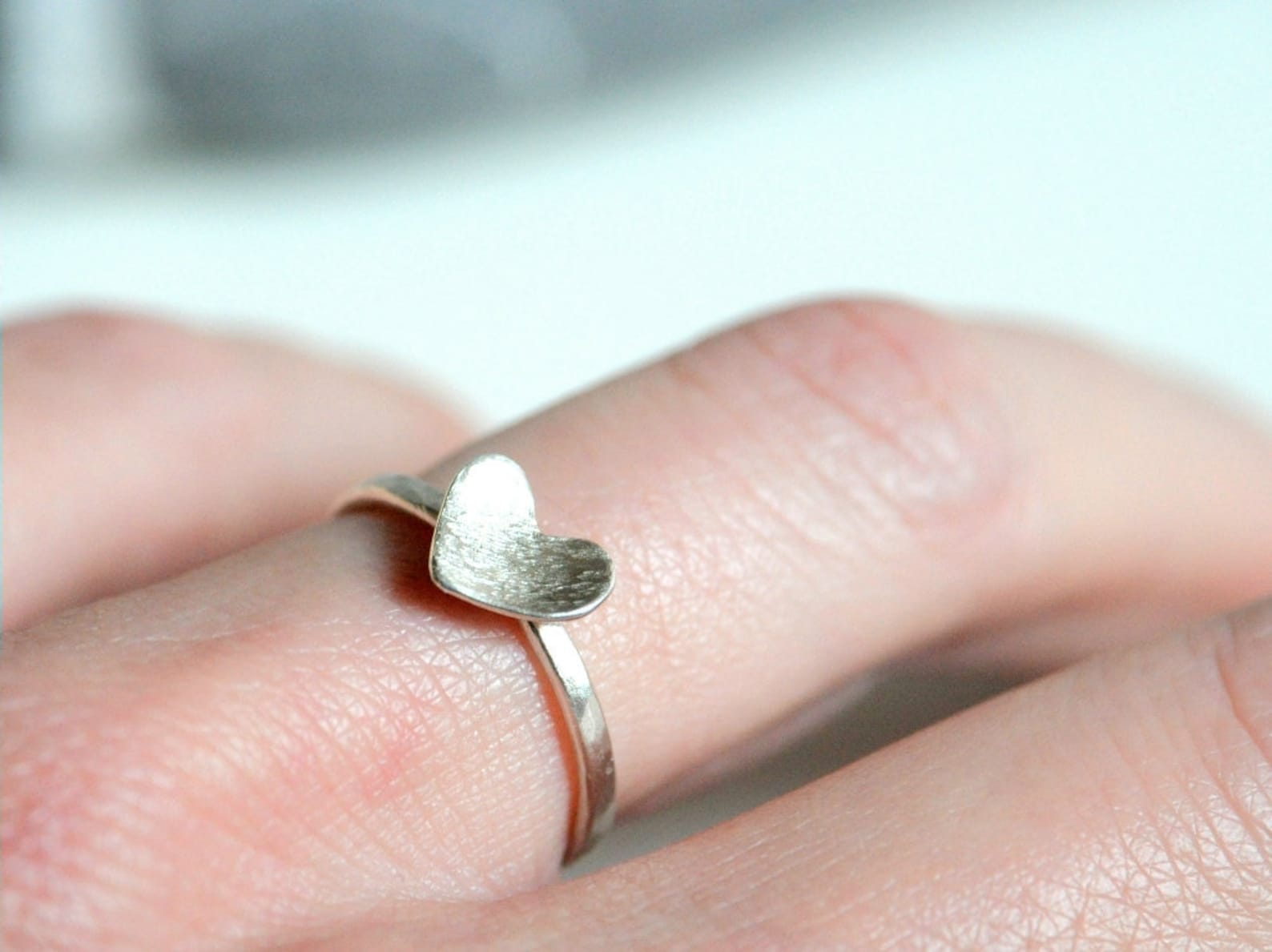Sterling Silver Ring With a Heart Ring With a Heart MADE - Etsy