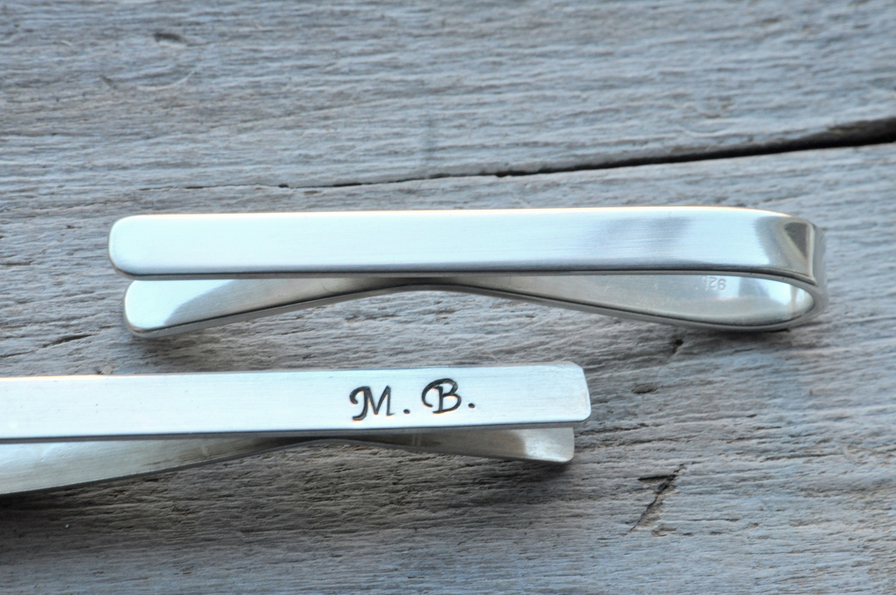Sterling silver tie bar 15mm thick personalized with CUSTOM | Etsy