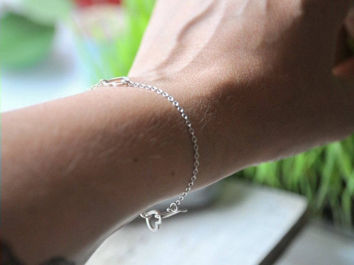 Hearts Bracelet Sterling Silver With Heart Charm and Handmade | Etsy