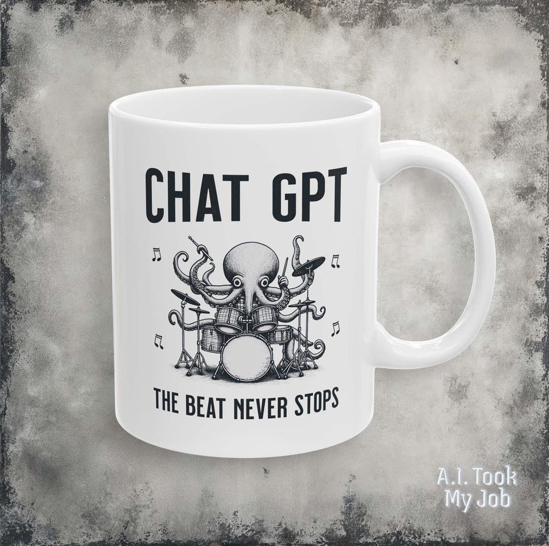 Chatgpt Design, Octopus Playing Drums, Vintage Retro Art, Whimsical ...