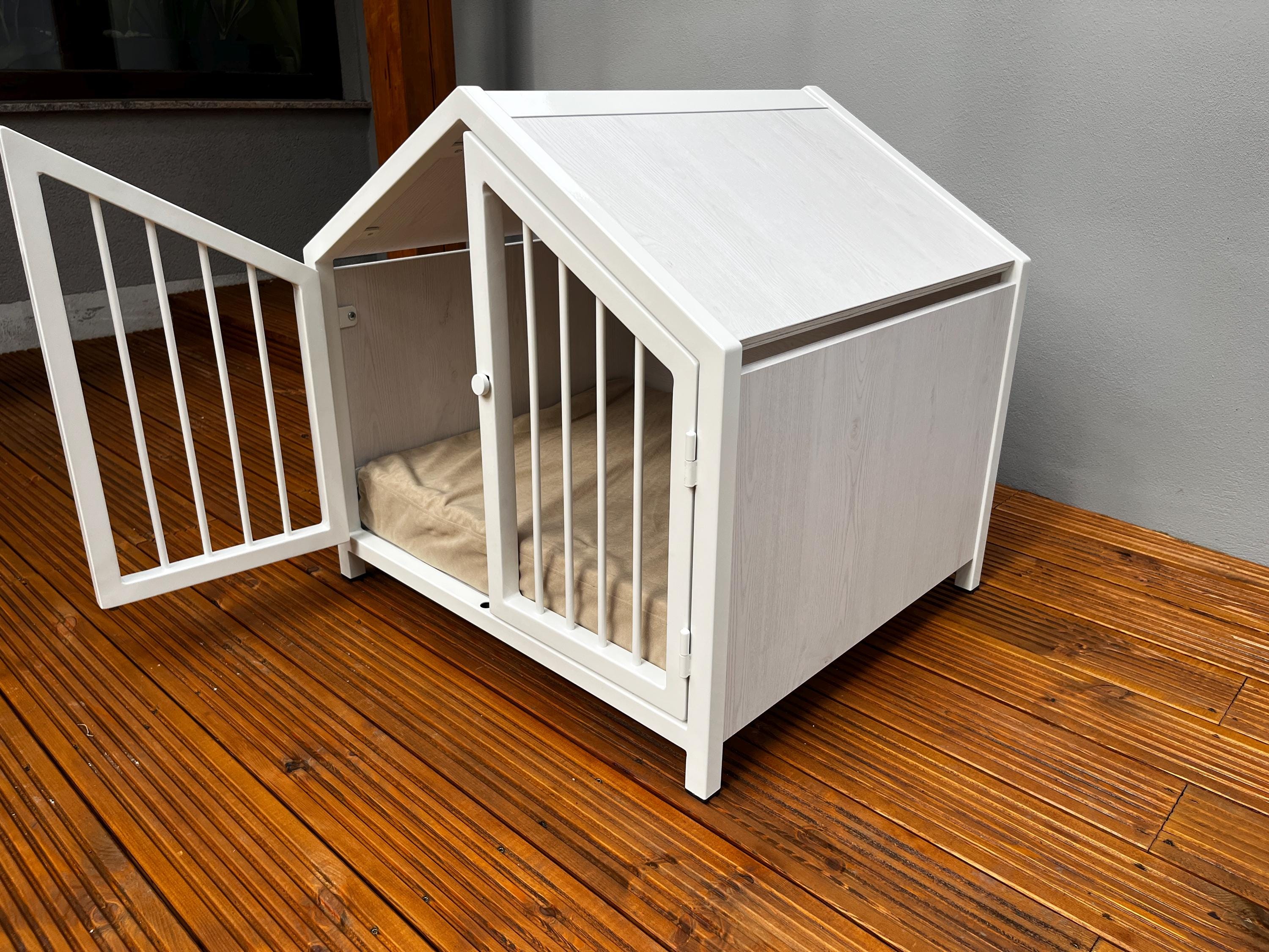 Stylish Dog Crate With Wood and Free Cushion - Etsy