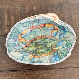 Decoupage Shell Clamshell Seaside Decor - Etsy