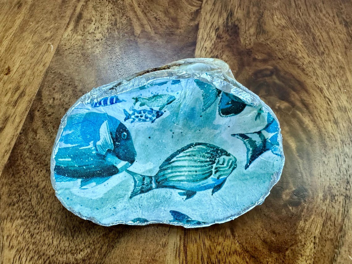 Decoupage Shell Clamshell Seaside Decor - Etsy